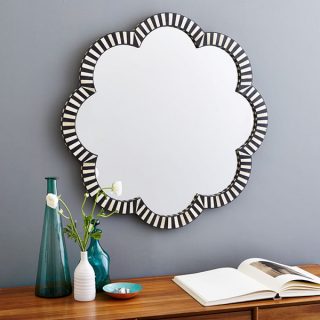 Black and white striped mirror makeover - Cuckoo4Design