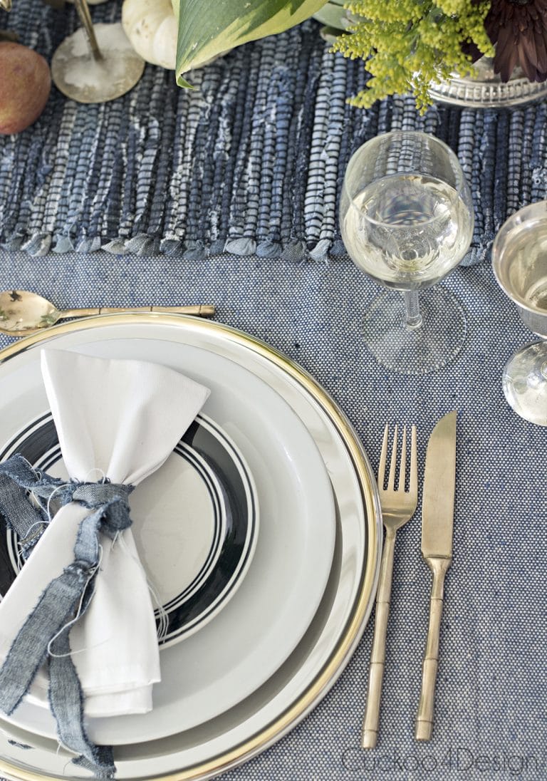 Blue Jeans Tablescape for Fall or Thanksgiving - Cuckoo4Design