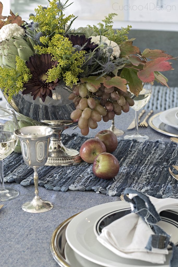 Blue Jeans Tablescape for Fall or Thanksgiving - Cuckoo4Design