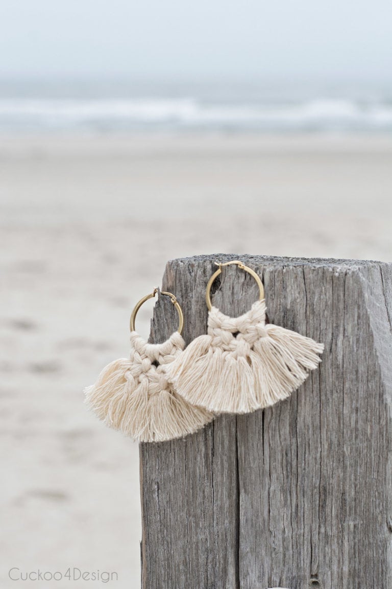 How to make DIY macrame earrings (a step-by-step tutorial) - Cuckoo4Design