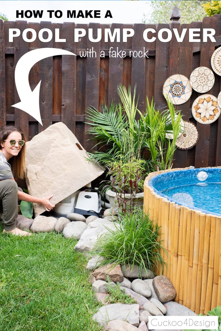 How to DIY an above-ground pool pump cover with a fake rock - Cuckoo4Design