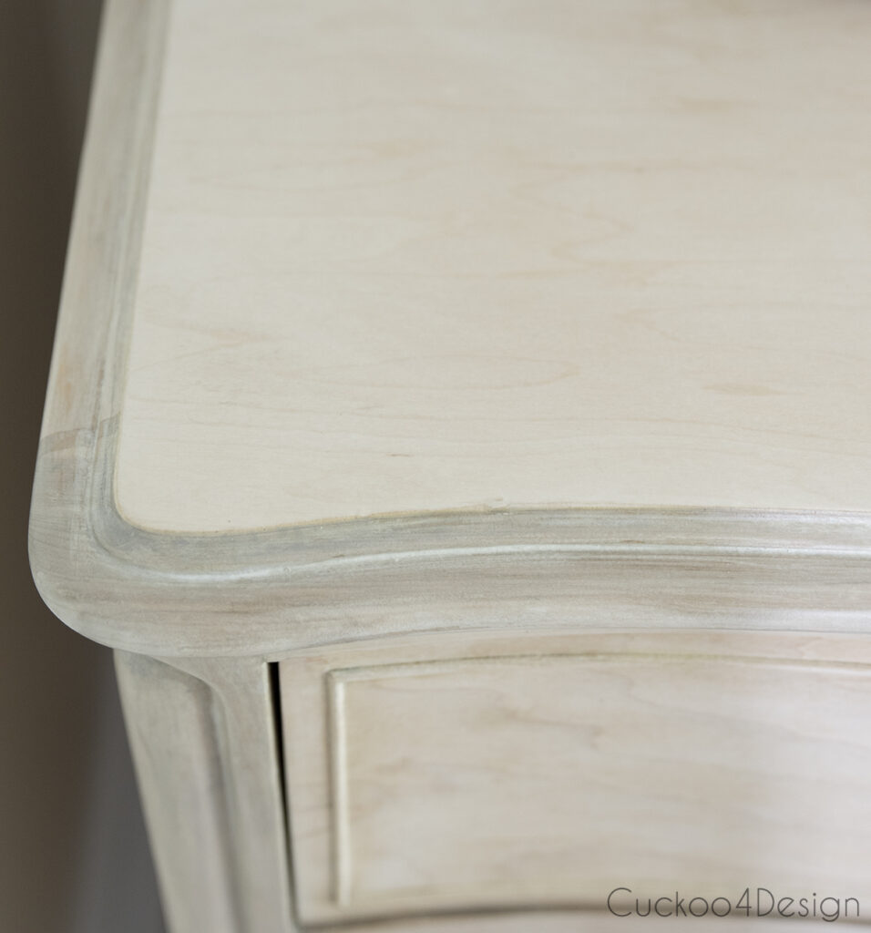 French Provincial wood bleach dresser makeover - Cuckoo4Design