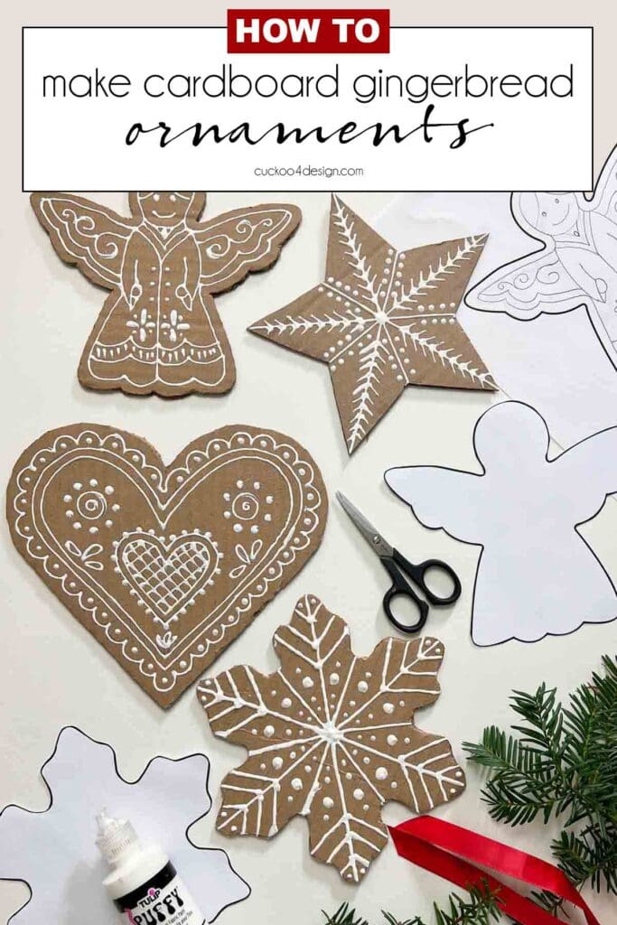 Faux DIY gingerbread ornaments (easy cardboard ornaments craft ...