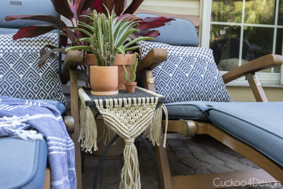 Unique DIY metal patio table makeover using macrame yarn - Cuckoo4Design