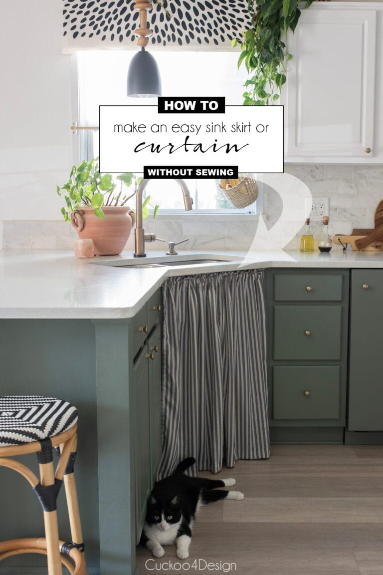 How to make a sink skirt curtain without sewing - Cuckoo4Design