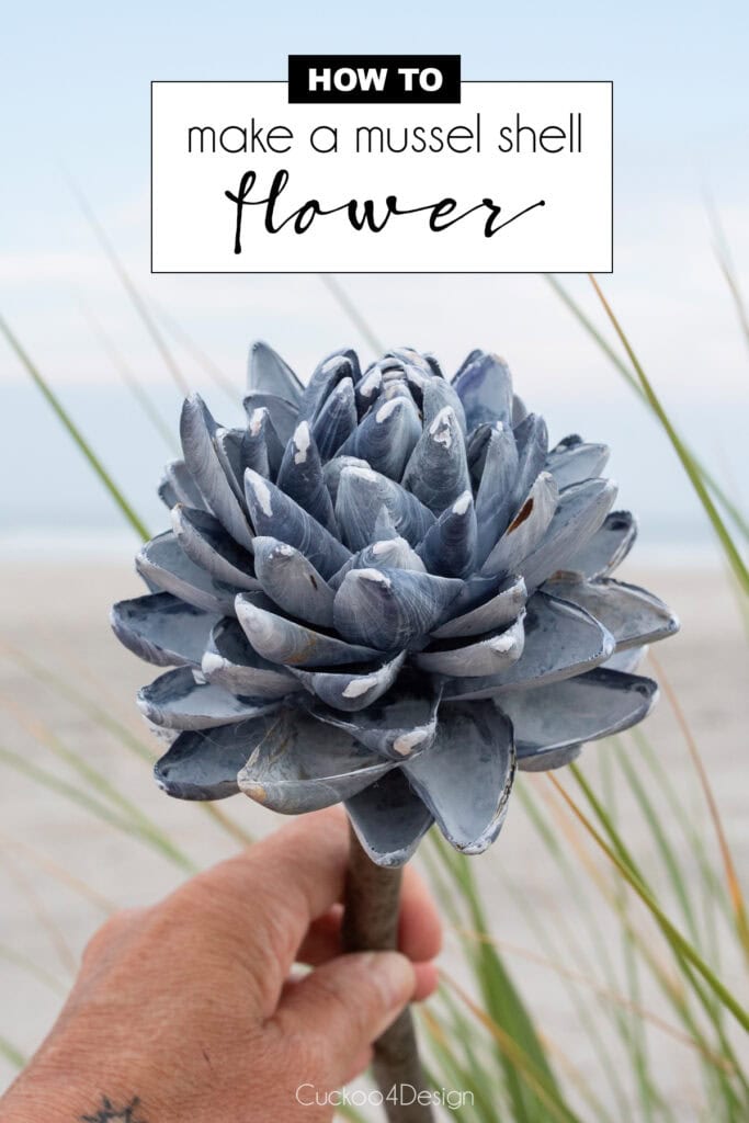 DIY mussel shell craft that looks like a protea flower - Cuckoo4Design