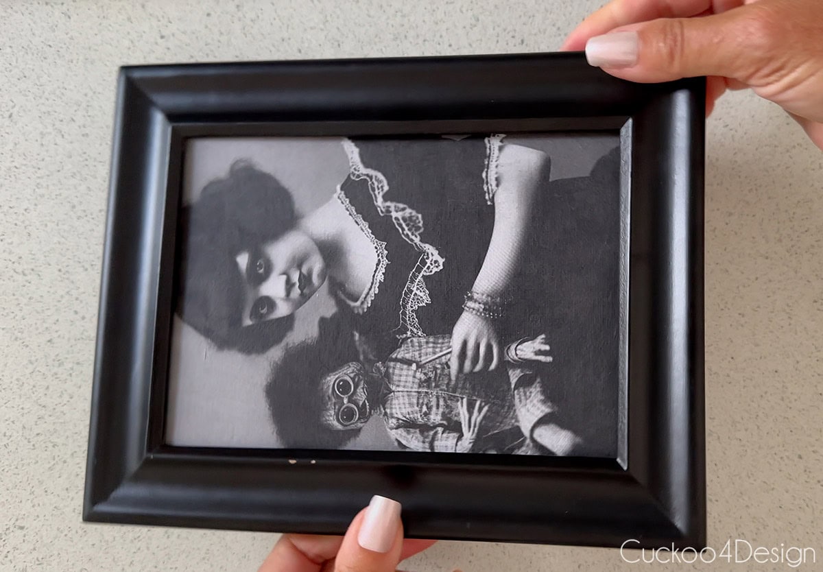 Simple DIY creepy Halloween art using thrifted frames - Cuckoo4Design